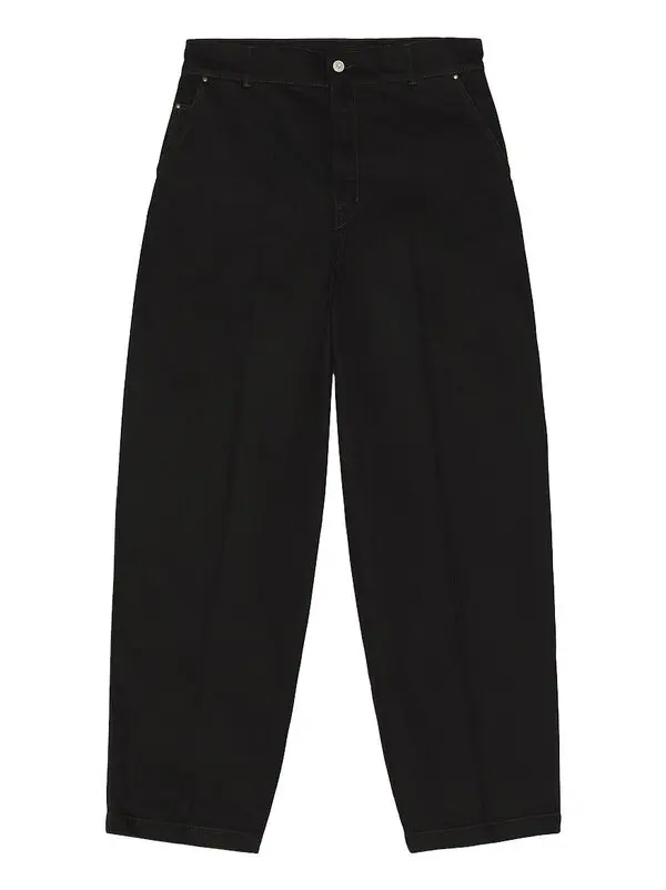LEMAIRE Heavy Denim Maxi Barrel Workwear Pants - Black