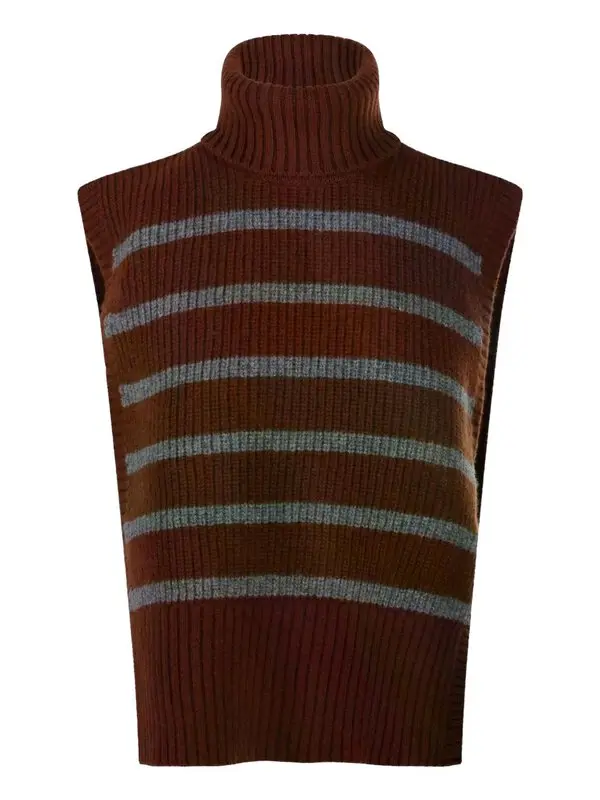 DAVANTINO Striped Turtleneck Sweater - Brown