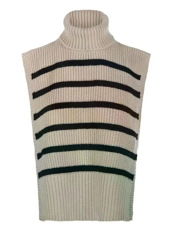 DAVANTINO Striped Turtleneck Vest - Neutrals