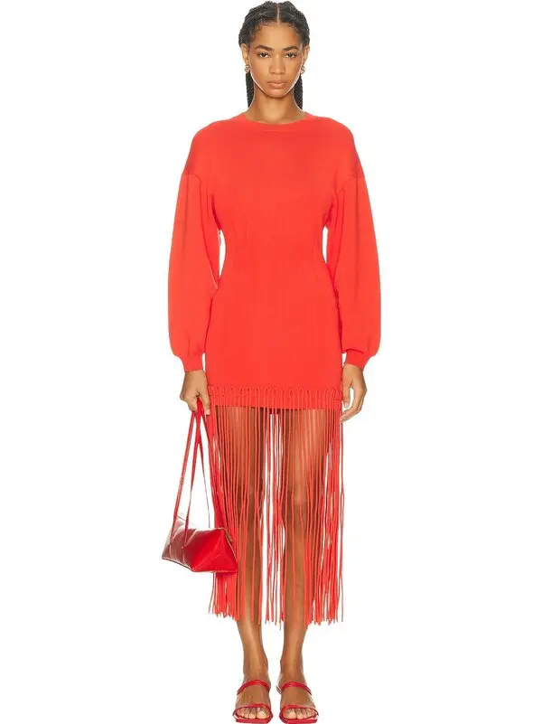 SIMONMILLER Wallis Knit Fringe Dress - Coral Red