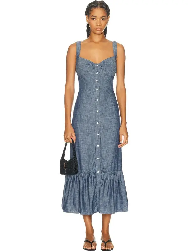 Polo Ralph Lauren Button Front Midi Dress - Chambray