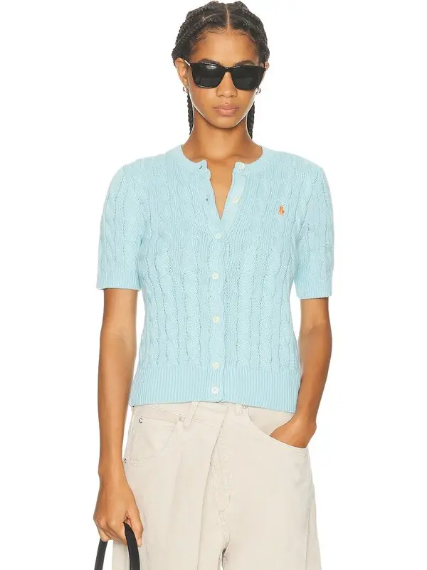 Polo Ralph Lauren Short Sleeve Crewneck Cardigan - Acadia Blue