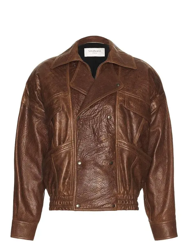 Saint Laurent Leather Jacket - Marron Terracotta