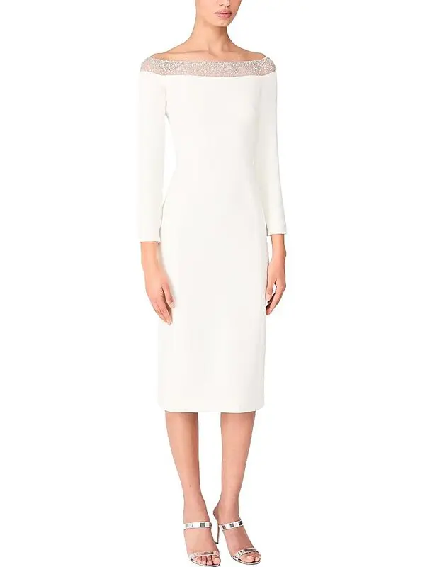 Jenny Packham Calypso Off-the-shoulder Midi Dress - Vanilla