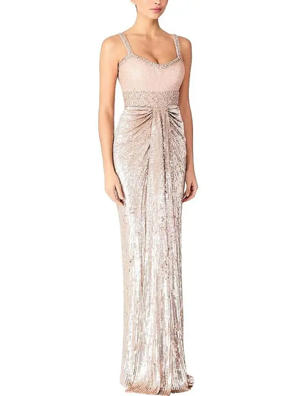 Jenny Packham Embellished Draped Maxi Dress - Anemone