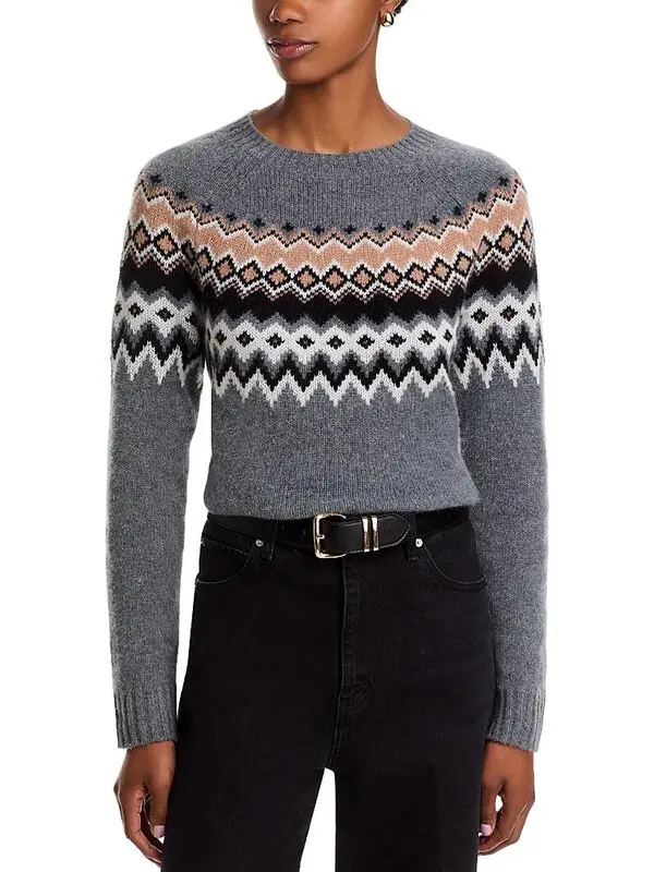 Bloomingdale'S Fairisle Crewneck Sweater - Gray Multi