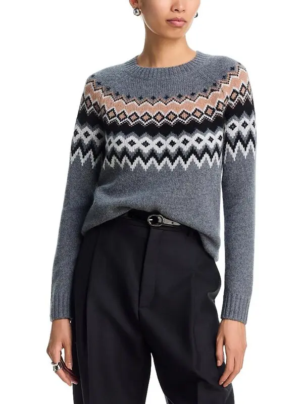 Bloomingdale'S Fairisle Crewneck Sweater - Gray Multi