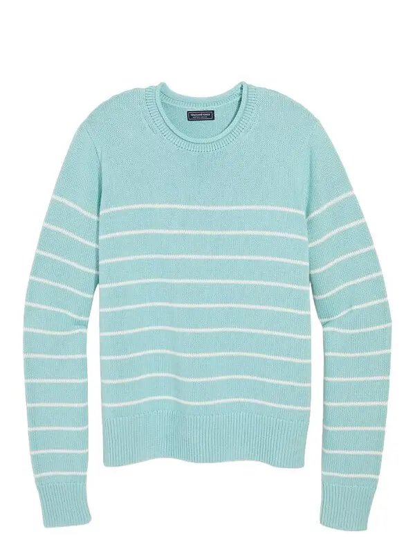 Vineyard Vines Katie Cotton Rollneck Sweater - Molly Stripe Aqua