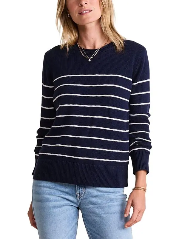 Vineyard Vines Katie Cotton Rollneck Sweater - Molly Stripe Navy