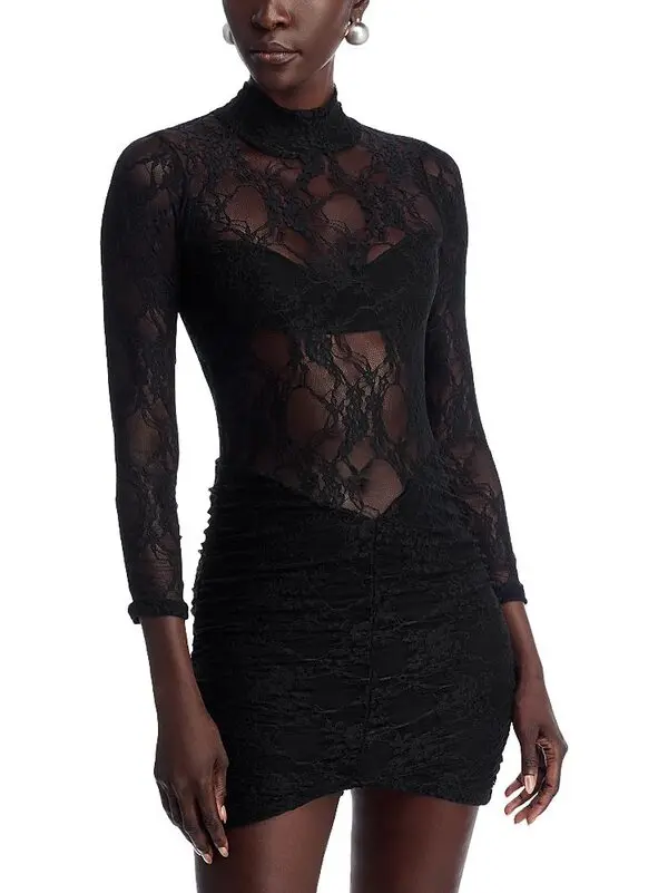 NIGHTCAP Drop Waist Lace Mini Dress - Black