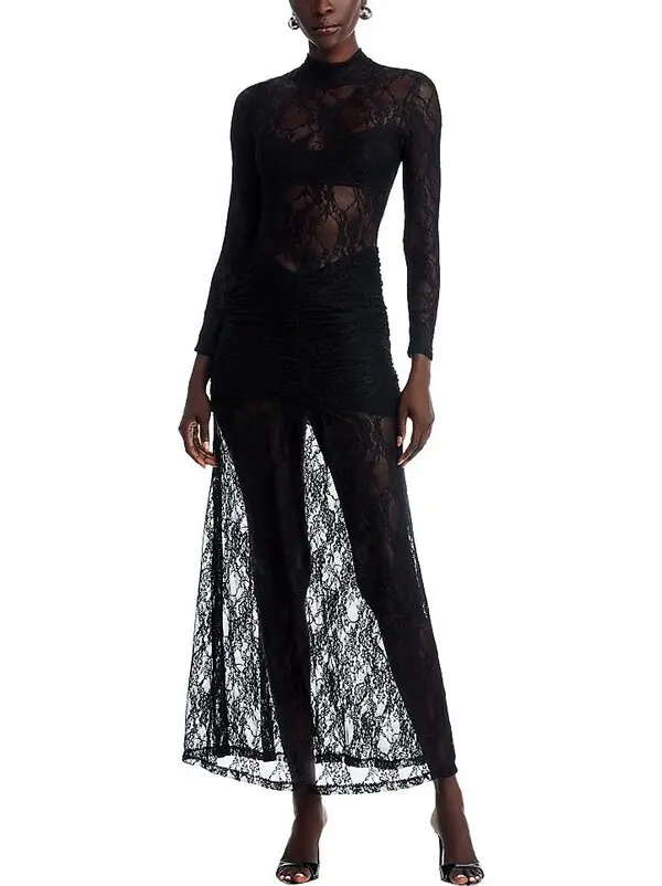 NIGHTCAP Drop Waist Lace Maxi Dress - Black