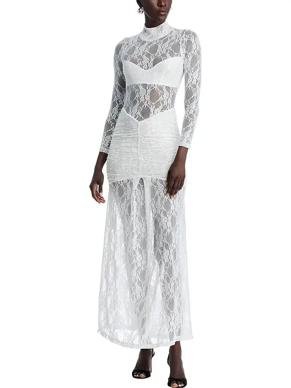 NIGHTCAP Drop Wait Lace Maxi Dress - White