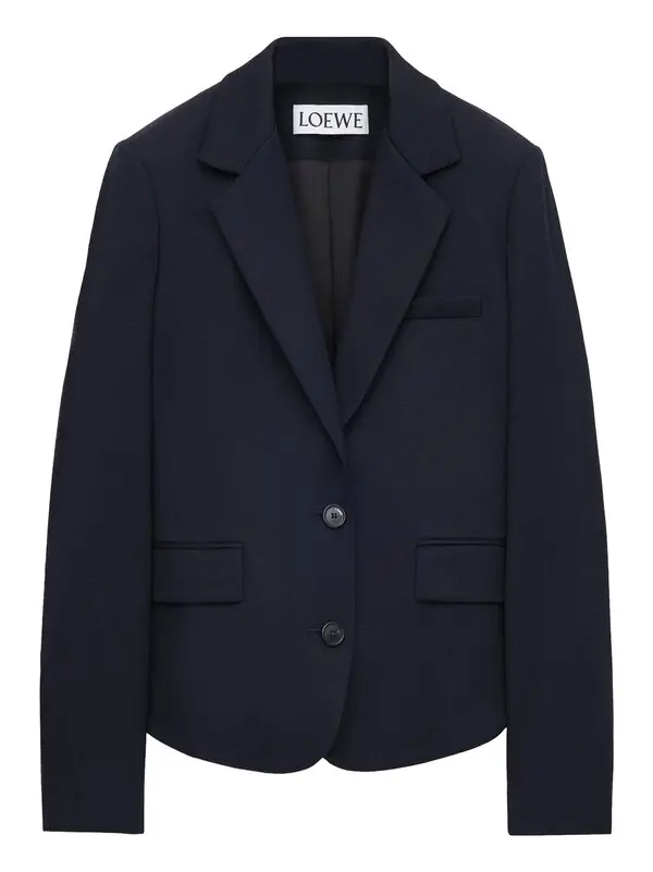 Loewe Buckle-back Wool Blazer - Navy