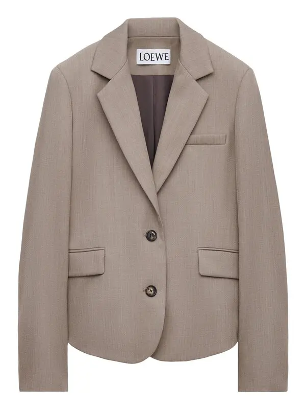 Loewe Wool Blazer With Buckle-back Detail - Nude