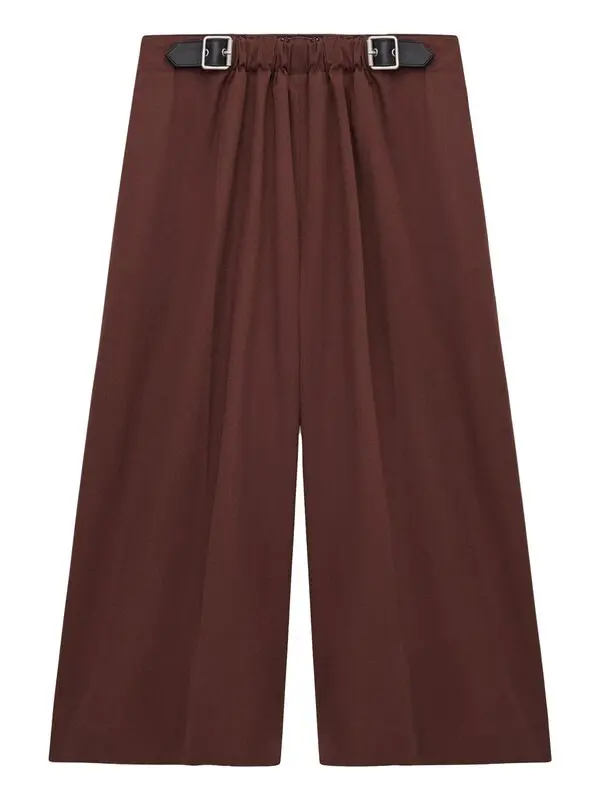 Loewe Cotton-silk Buckled Cropped Wide-leg Trousers - Brown