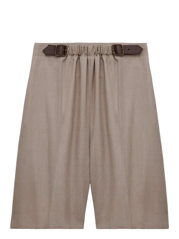 Loewe Wool Shorts With Buckled Straps - Nude