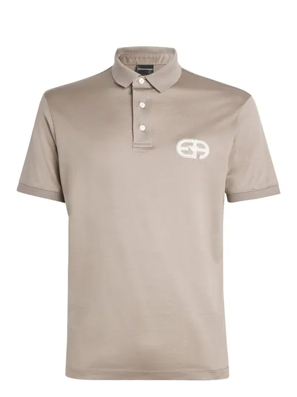 Emporio Armani Embroidered-logo Polo Shirt - Grey