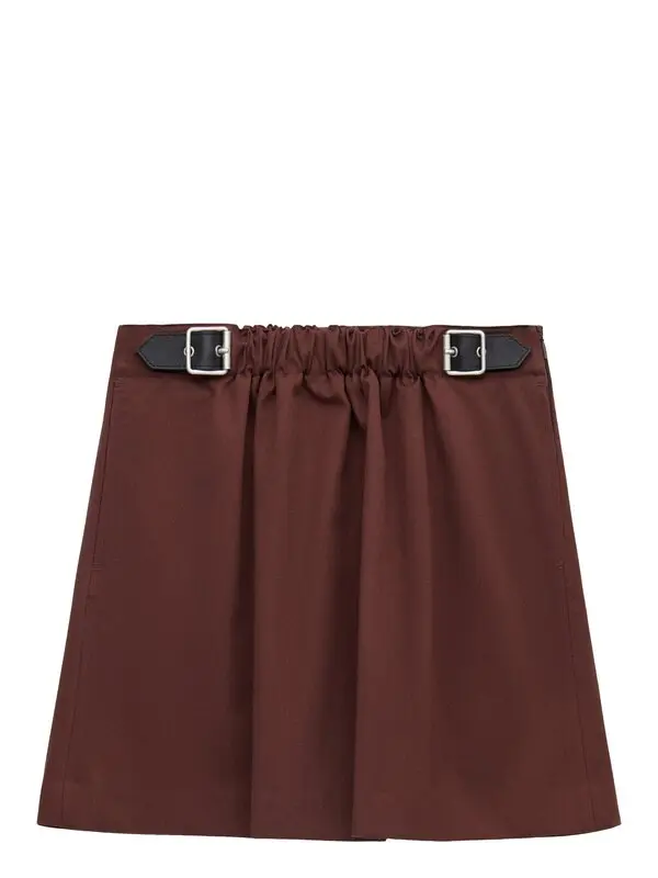 Loewe Cotton-silk Mini Skirt With Buckle Detail - Brown