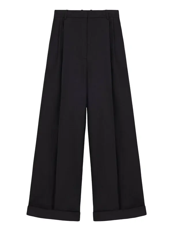 Loewe Wool-silk Wide Leg Trousers - Black