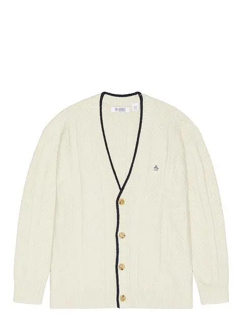 ORIGINAL PENGUIN Cable Knit Cardigan - Birch