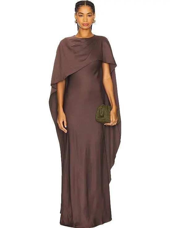 Simkhai Izel Cape Gown - Chocolate