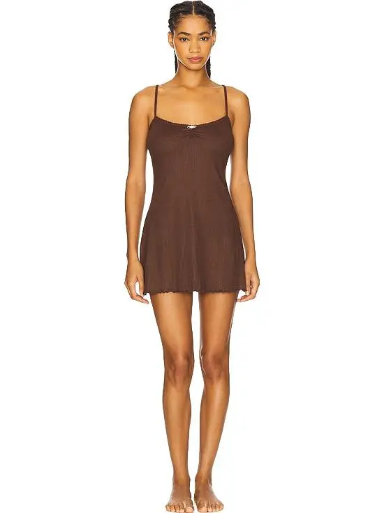 For Love & Lemons Elliana Slip Dress - Chocolate