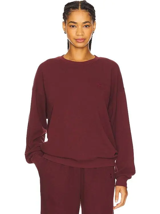 Eterne Oversized Lightweight French Terry Crewneck Sweatshirt - Oxblood