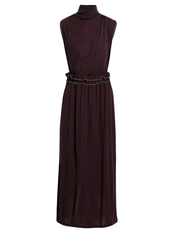 Ulla Johnson Gemma Ruffled Wool Turtleneck Maxi Dress - Merlot