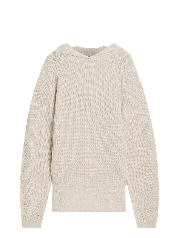 Autumn Cashmere Ribbed Cashmere Hoodie - Ecru