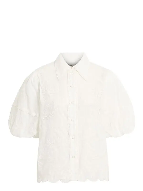 Farm Rio Embroidered Cotton Shirt - Ivory