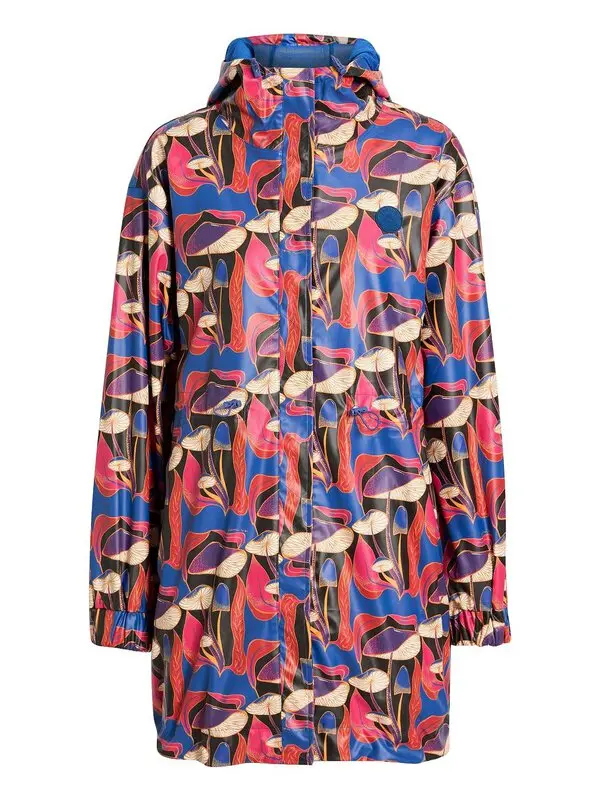 Farm Rio Printed Shell Hooded Raincoat - Royal Blue