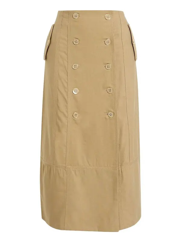 Farm Rio Cotton And Lyocell-blend Midi Skirt - Sand