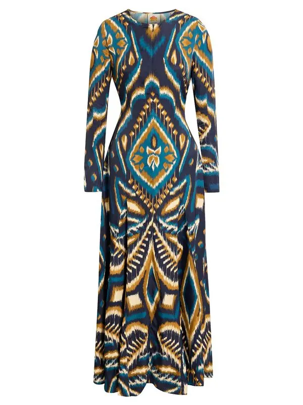 Farm Rio Printed Crepe De Chine Maxi Dress - Petrol