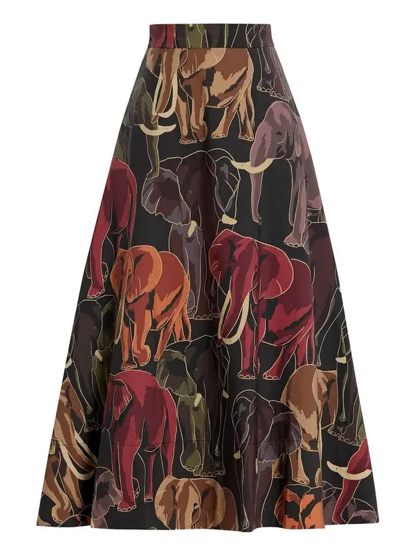 Farm Rio Printed Cotton-poplin Midi Skirt - Leaf Green