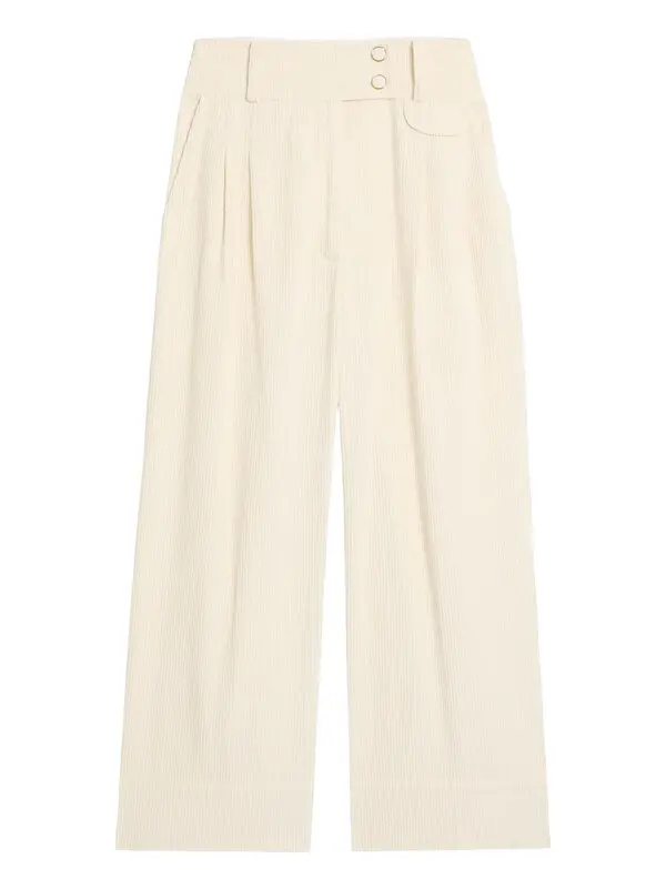 Farm Rio Cotton-corduroy Wide-leg Pants - Ivory