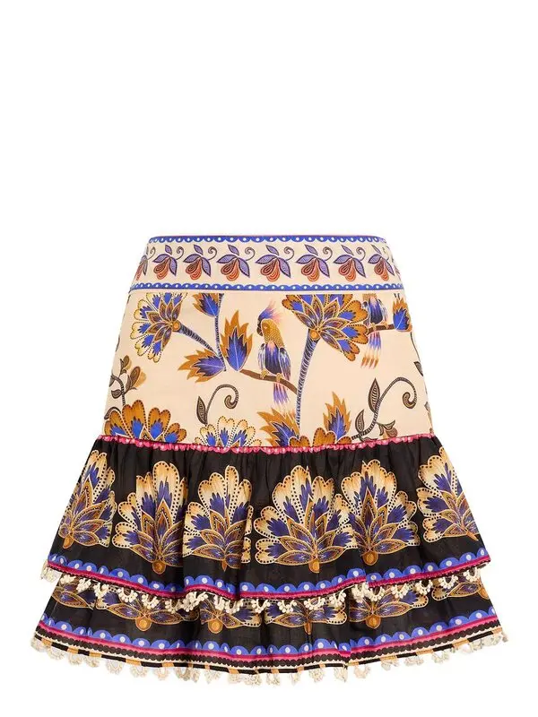 Farm Rio Floral-print Cotton-voile Mini Skirt - Cream
