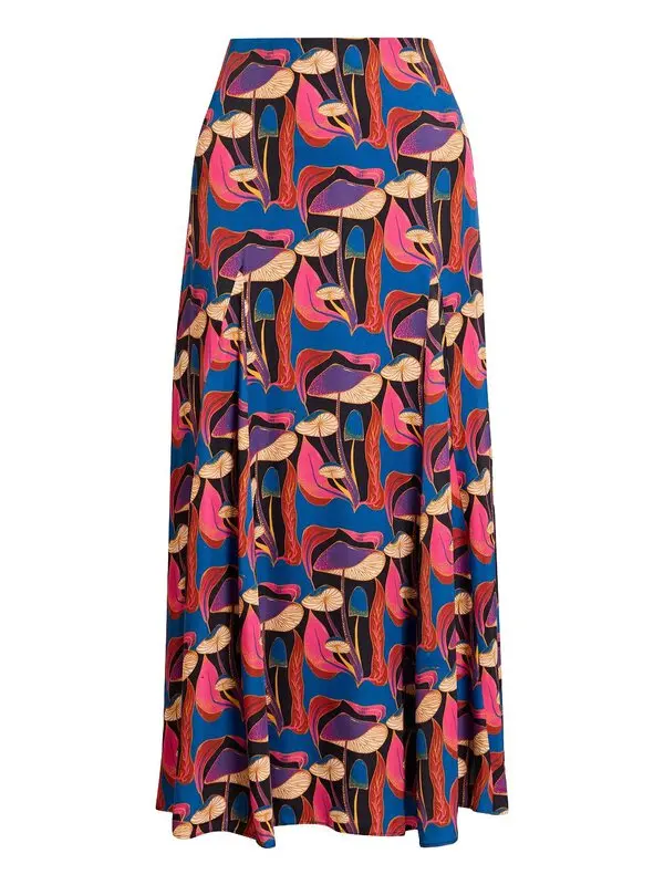 Farm Rio Printed Woven Midi Skirt - Royal Blue
