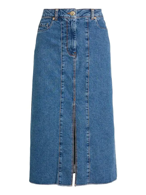 Farm Rio Denim Midi Skirt - Mid Denim