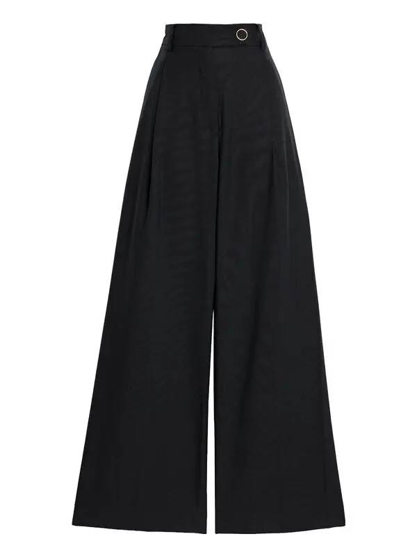 Farm Rio Cotton And Lyocell-blend Wide-leg Pants - Black