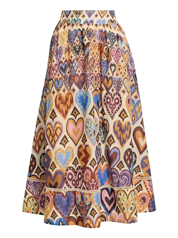 Farm Rio Printed Cotton-voile Midi Skirt - Cream