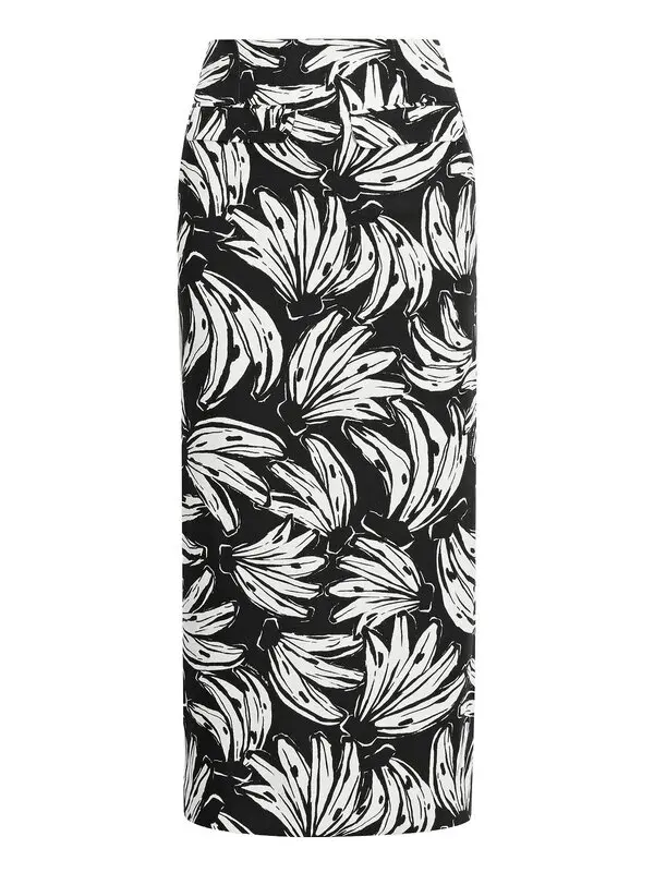 Farm Rio Printed Cotton And Lyocell-blend Canvas Midi Skirt - Black