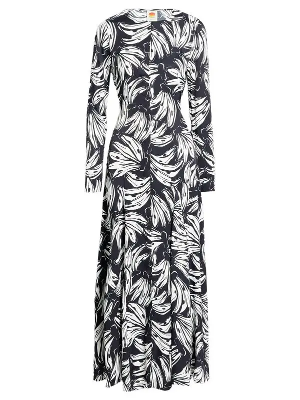 Farm Rio Printed Satin Maxi Dress - Black