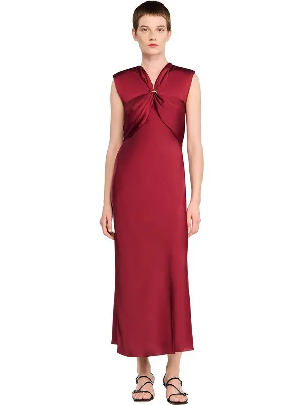Sandro V-neck Maxi Dress - Bordeaux