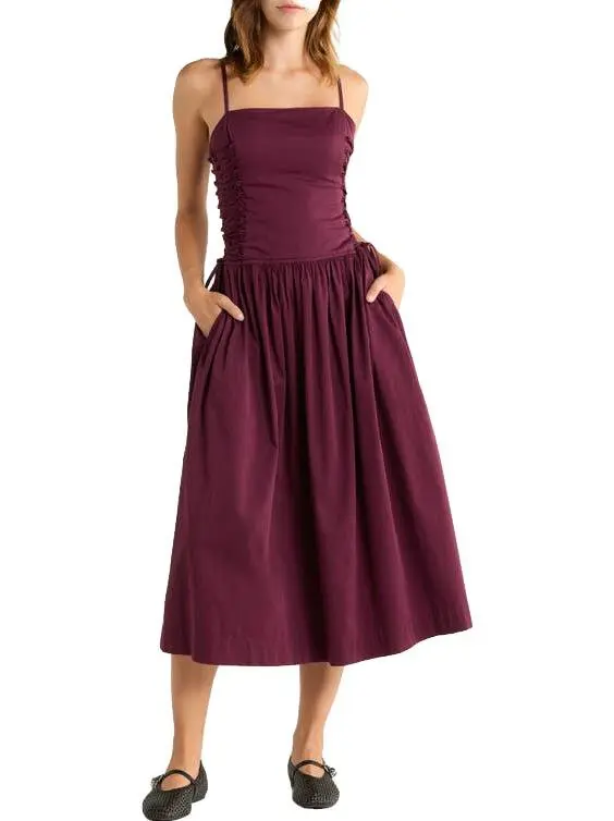 DAMSON MADDER Angelina Organic Cotton Sateen Dress - Fig