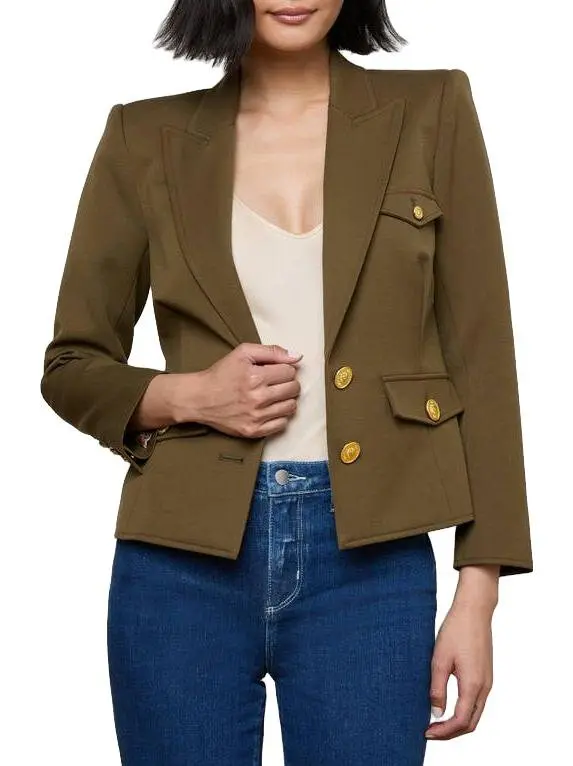L'Agence Wylla Structured Blazer - Pine/multi Western Snake