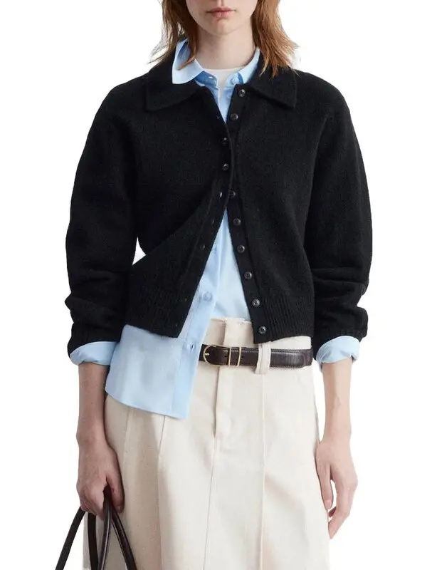 & Other Stories Collared Cardigan - Black Dark