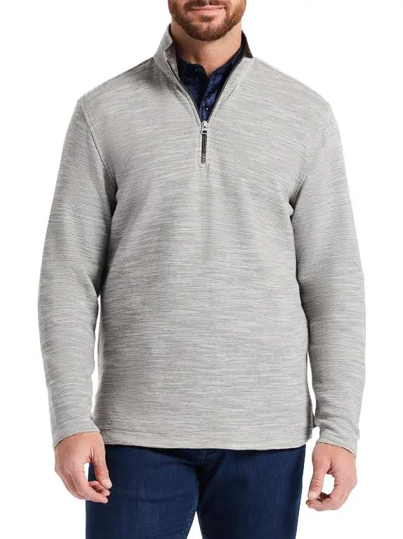 Robert Graham Ledson Space Dye Quarter Zip Top - Charcoal