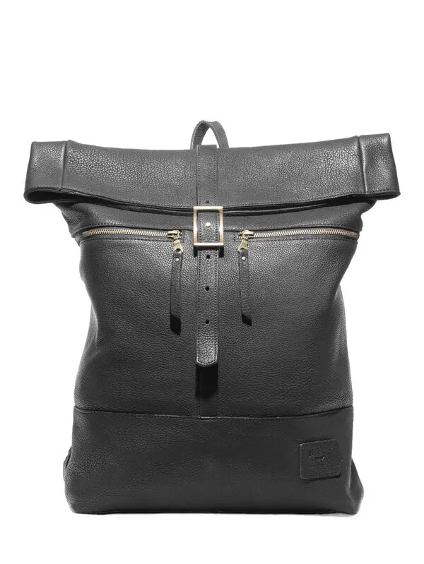Will Leather Goods Leather Roll Top Backpack - Black