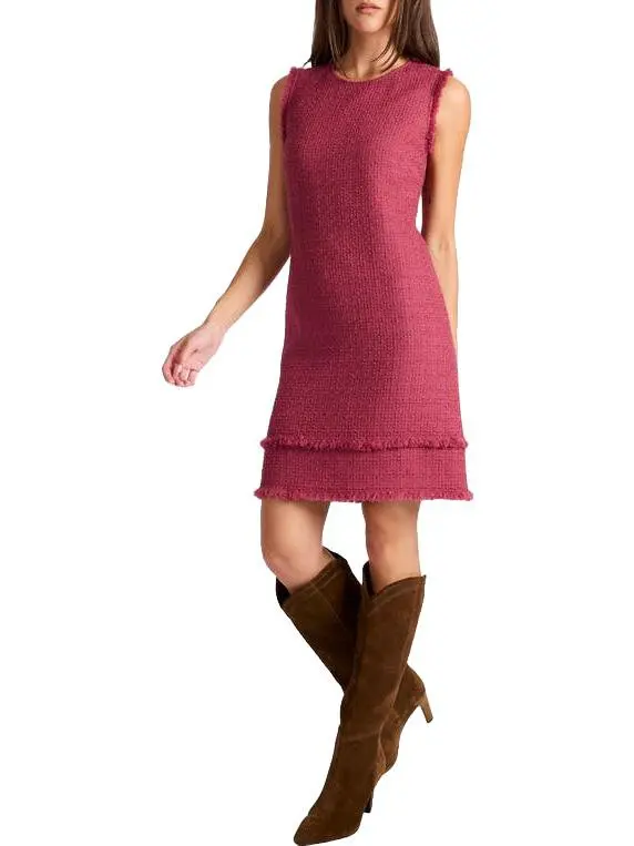Santorelli Aretha Sleeveless Shift Tweed Dress - Crushed Berry