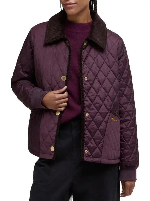 Barbour Marla Quilted Jacket - Black Cherry/dark Brown//muted Tartan